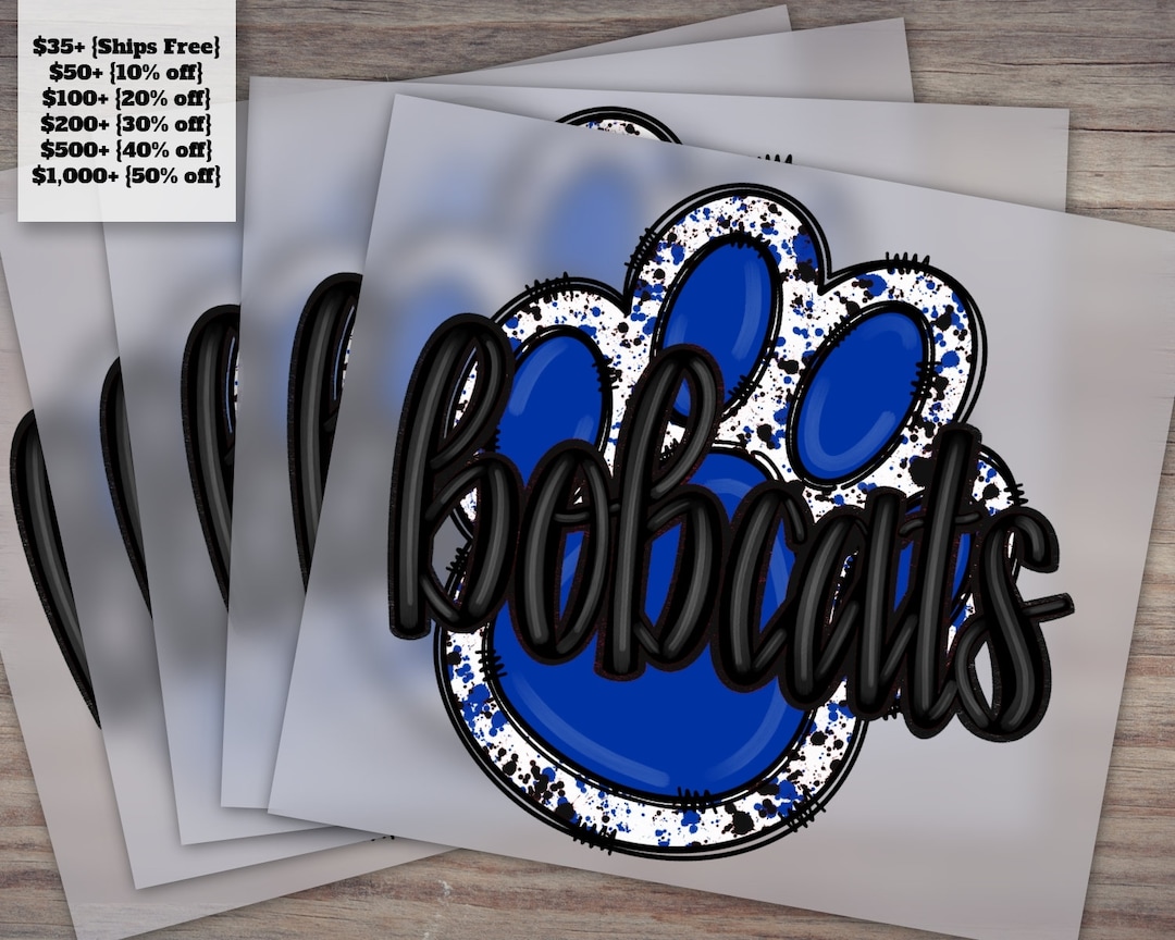 Blue Bobcats Hand-drawn Design, Ready to Press Football Art, Bobcats ...