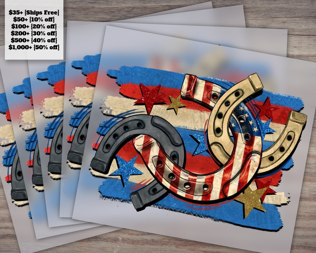 4th of July Horseshoe Heat Transfer Design, Ready to Press DTF ...