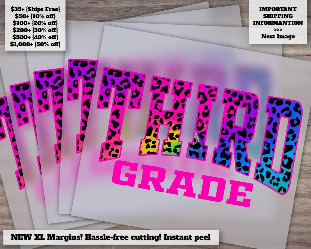Third Grade 3 Cheetah Leopard Rainbow Tie Dye Back to School Waterslide ...