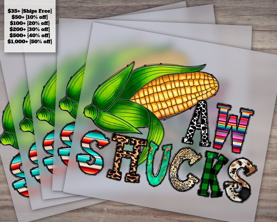Aw Shucks Corn, Western Design, Ready to Press, Heat Transfer, DTF ...