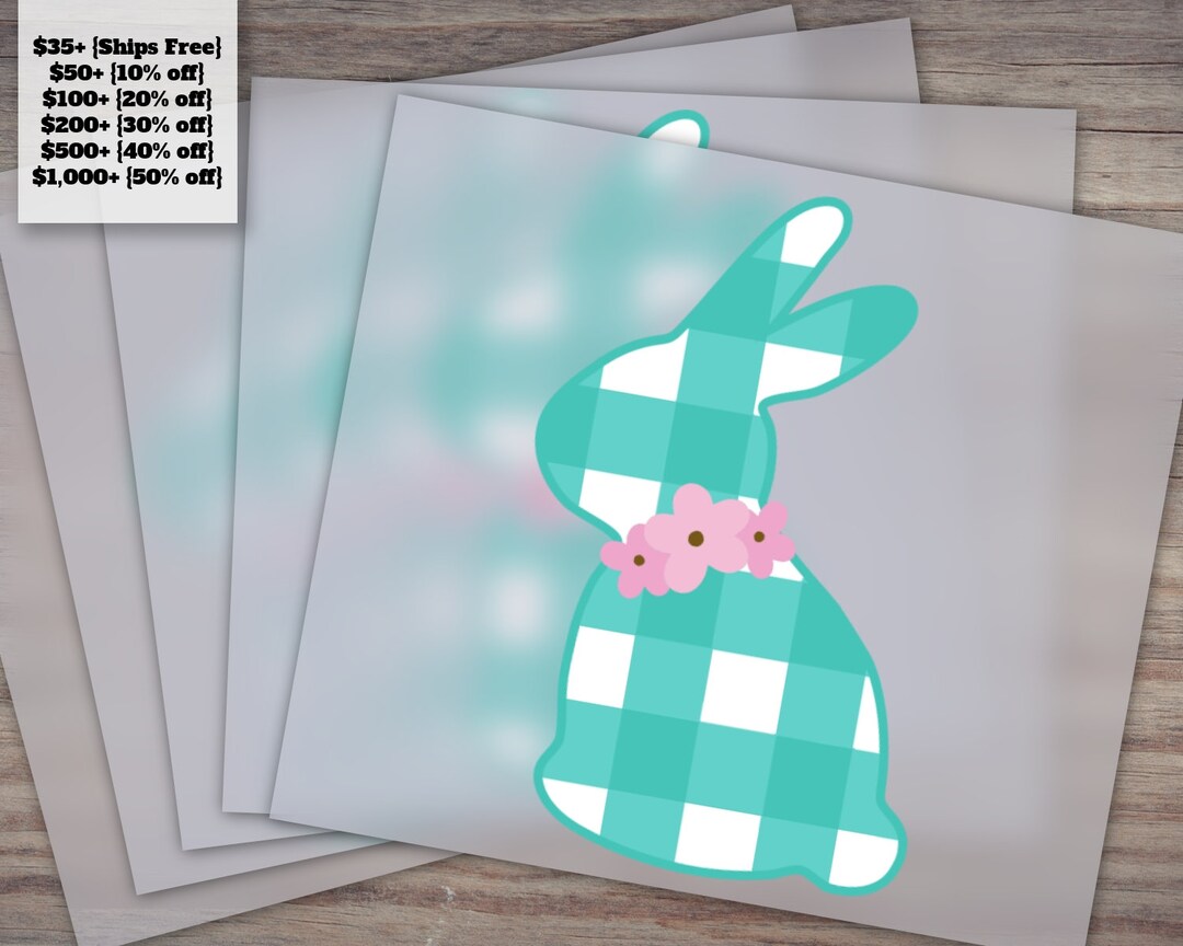 Dtf Easter Bunny Transfer: Plaid Design With Monogram for Girls Easter ...