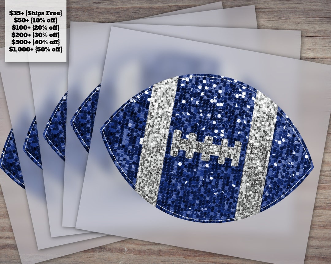 Hand Drawn Sequin Football Design, Glitter Faux Sequins Patch, Ready to ...