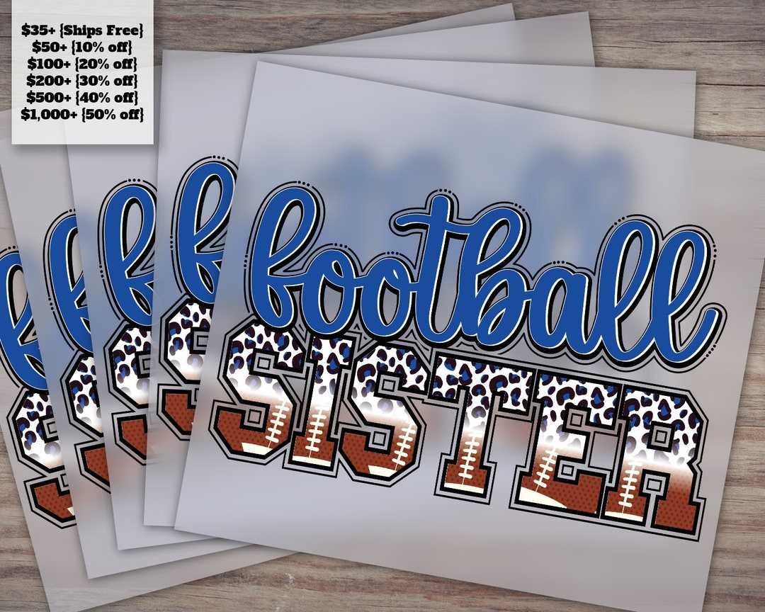 Royal Blue Leopard Football Sister Design, Ready to Press Heat Transfer ...