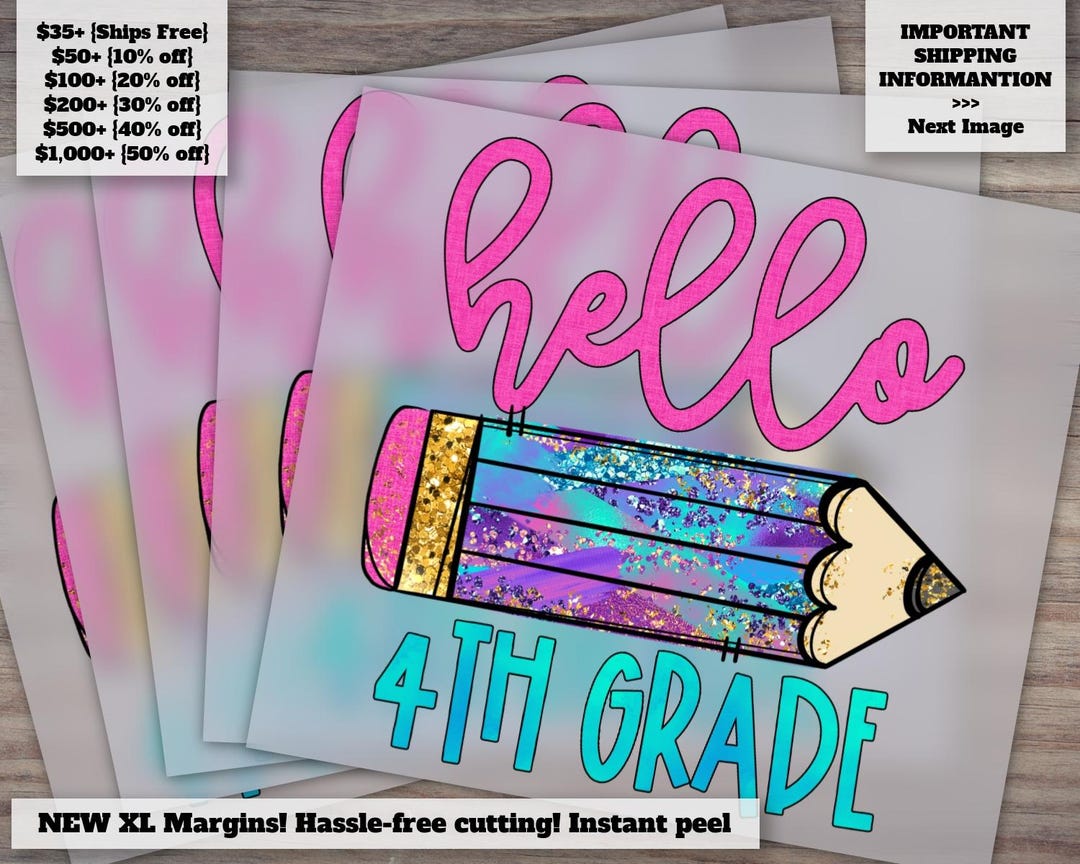 Ready to Press 4th Grade Colorful Design, DTG Fourth Grade Heat ...