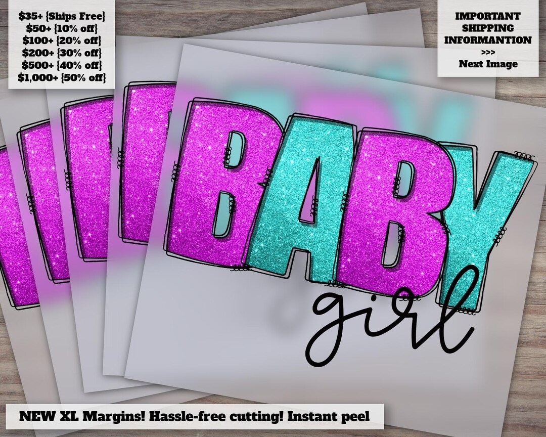 Baby Girl Design for Heat Transfer, DTF, Pink Ready to Press, Infant ...