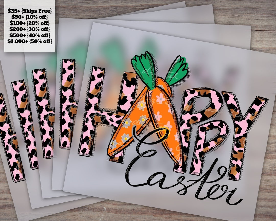 Easter DTF Transfers Pink Leopard, Cute Bunny, Hand Drawn Designs for ...