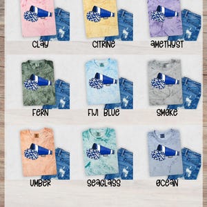 Hand Drawn Cheer Team Design in Blue and White - Megaphone Cheerleader ...