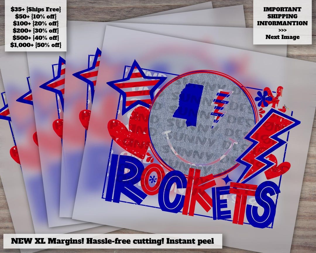 Custom State Rockets Spirit Tee | Smile Lightning Bolt Stars Collage ...