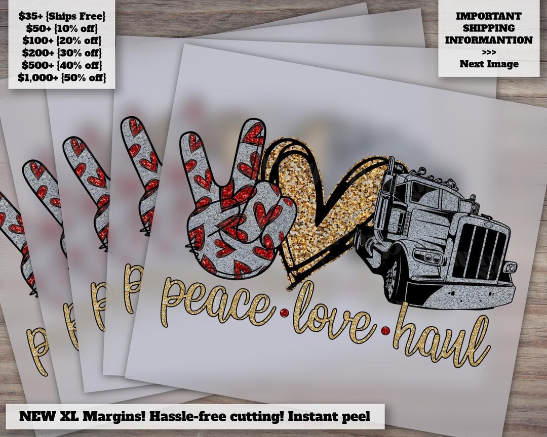 Trucker Love Peace Design, Red Haul Truck Illustration, Heat Transfer ...