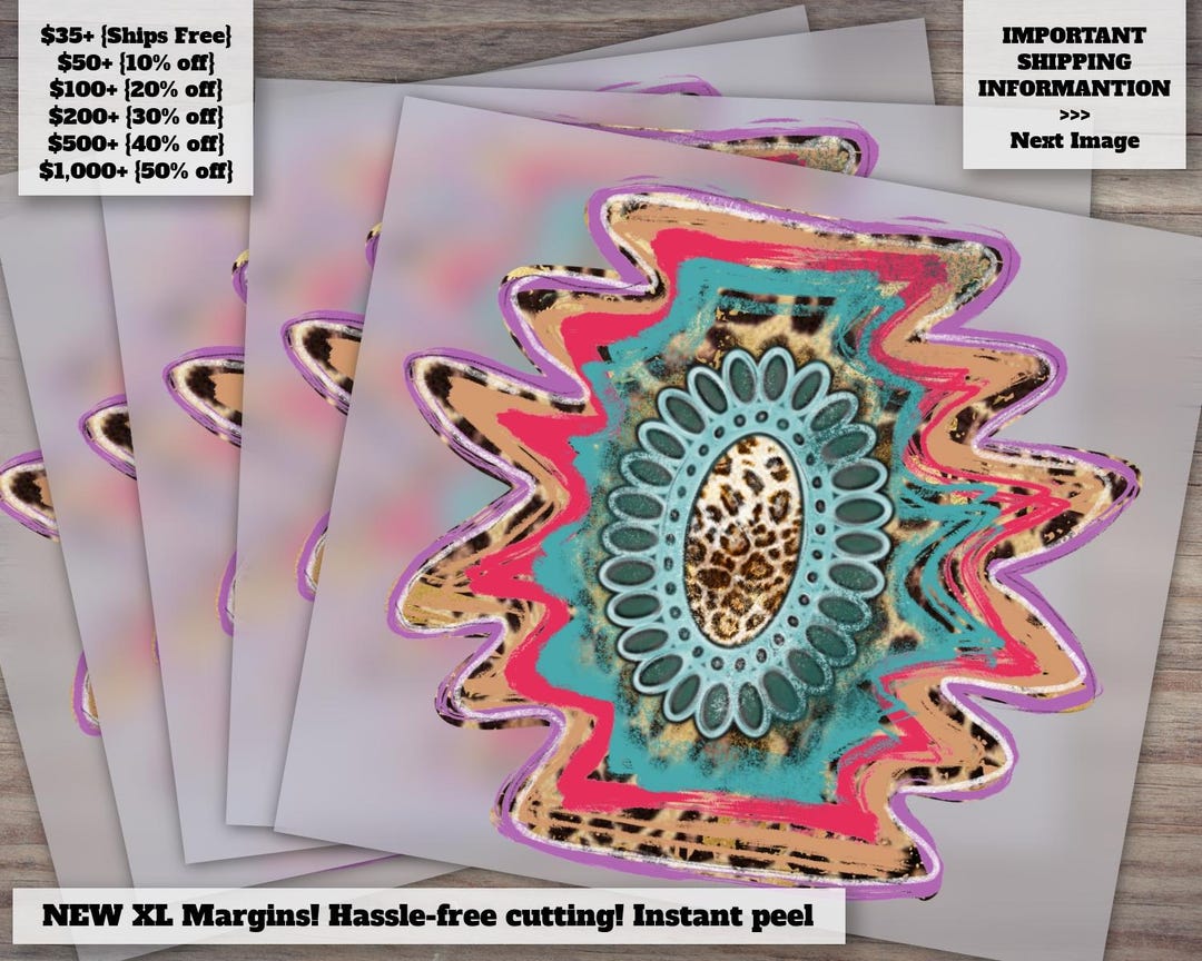 Ready-to-press Aztec Leopard Heat Transfer Design in Turquoise for DTF ...