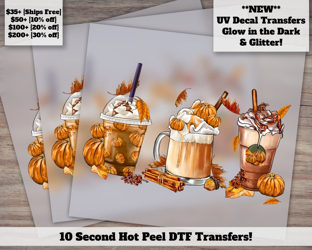 Autumn Coffee Design for Heat Transfer DTF Press-ready - Etsy