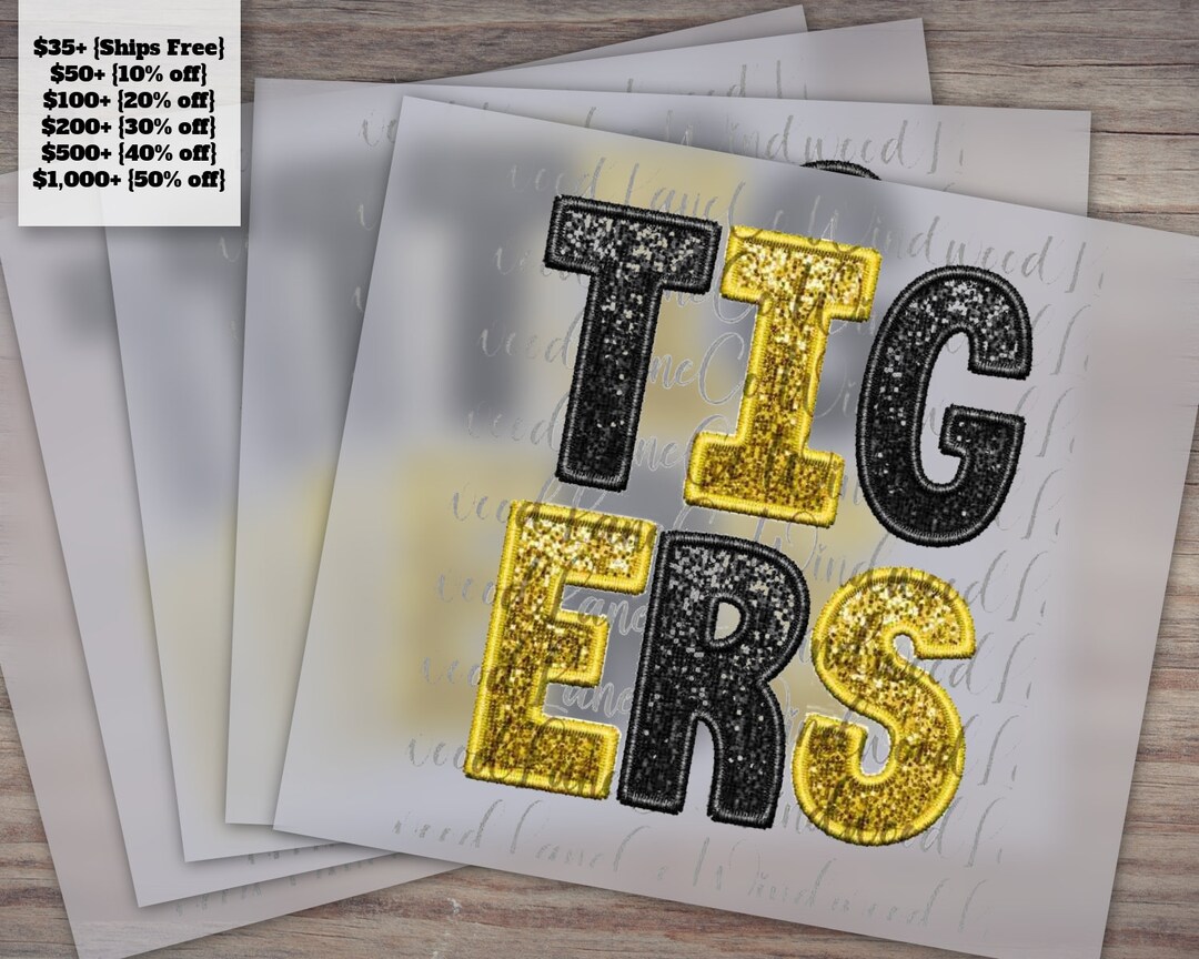 Tigers School Spirit Faux Embroidery Design, Ready to Press Heat ...