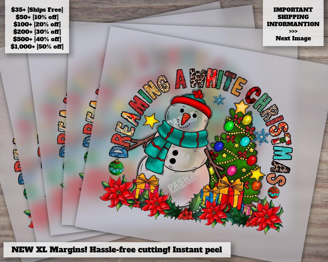 White Christmas Dream With Merry Snowman - Western Winter Transfer ...