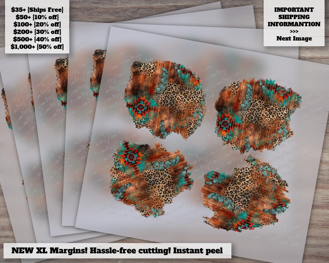 Distressed Western Design Patches, Ready to Press Heat Transfer, DTF ...