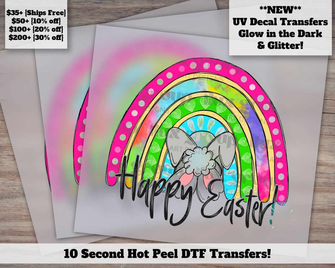Easter Bunny Heat Transfer Design Ready-to-press Rainbow - Etsy