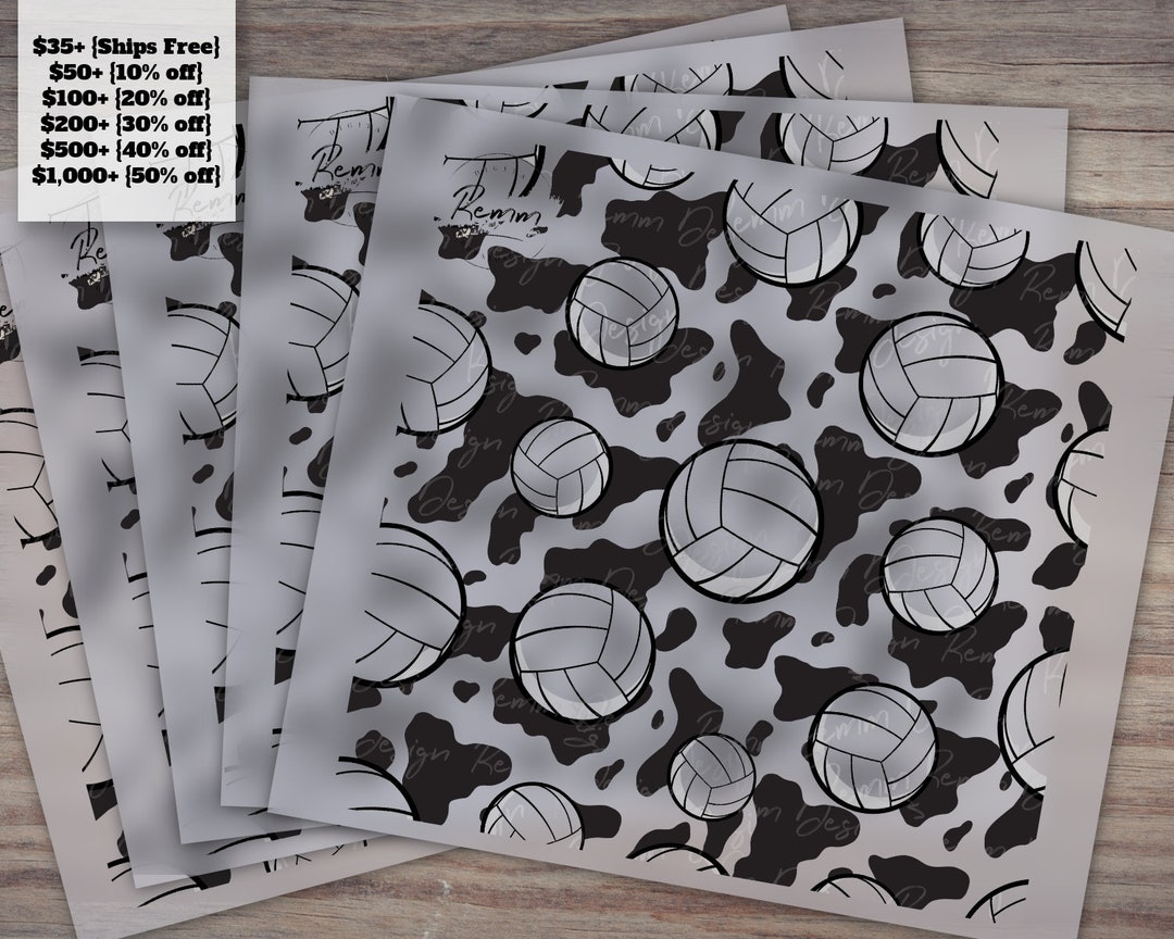 Seamless Cow Print Volleyball Pattern DTF Heat Transfer, Ready-to-press ...