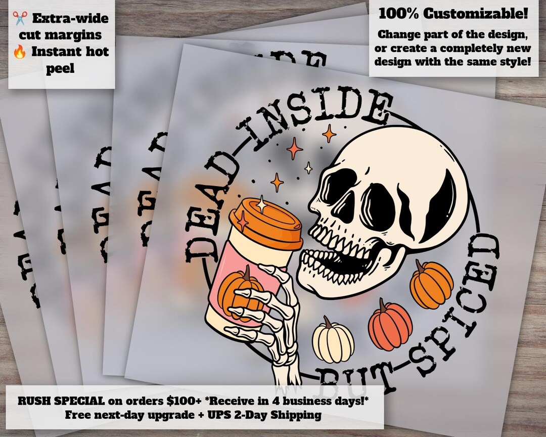 Dead Inside but Spiced, Digital Transfer Dtf, Skeleton Pumpkin Spice ...
