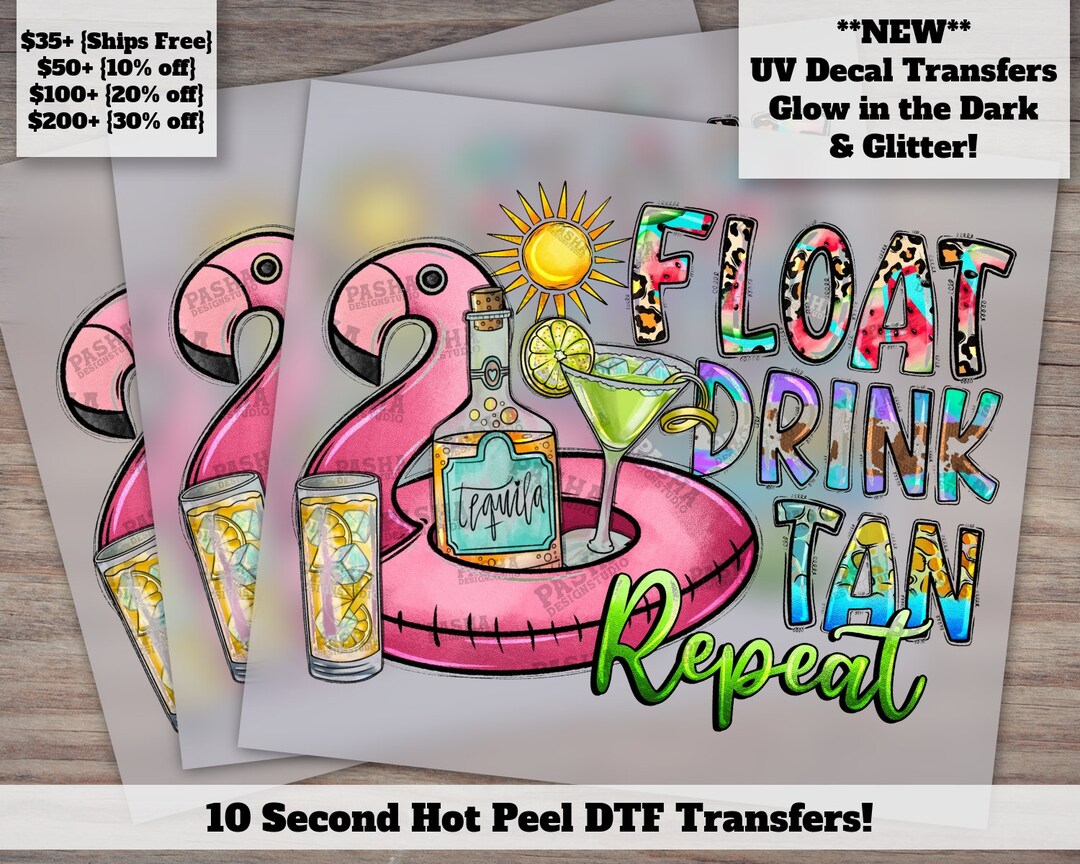 Summer Heat Transfer Design Float Drink Tan Repeat - Etsy