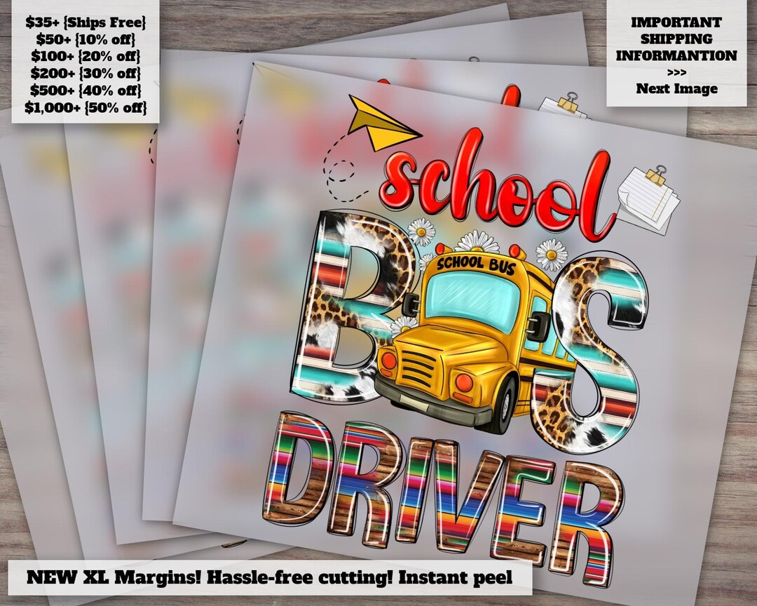 Back to School Bus Driver Design - Ready to Press, Heat Transfer, DTF ...