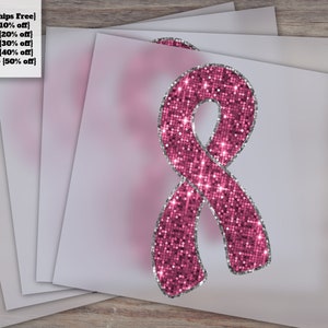 Hand-drawn Sequin Hot Pink Ribbon Design, Faux Sequins, October Pink ...