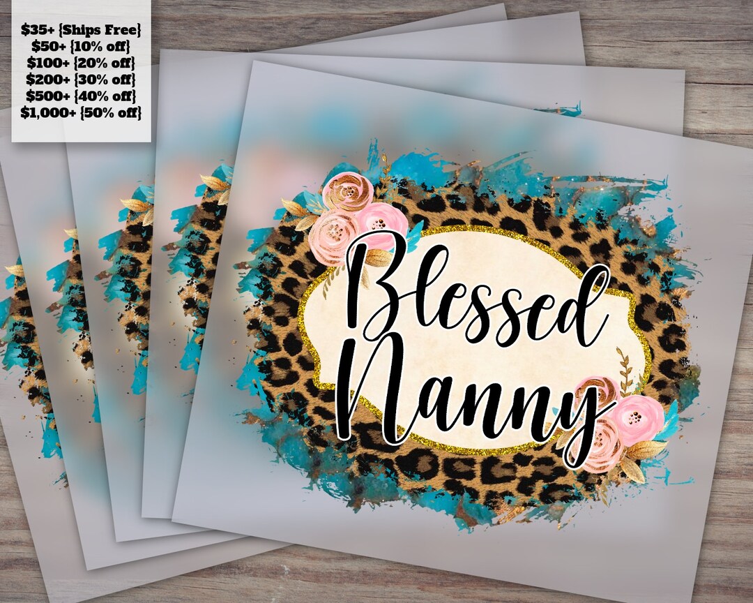 Blessed Nanny Artwork With Western Flower and Leopard, Ready to Press ...