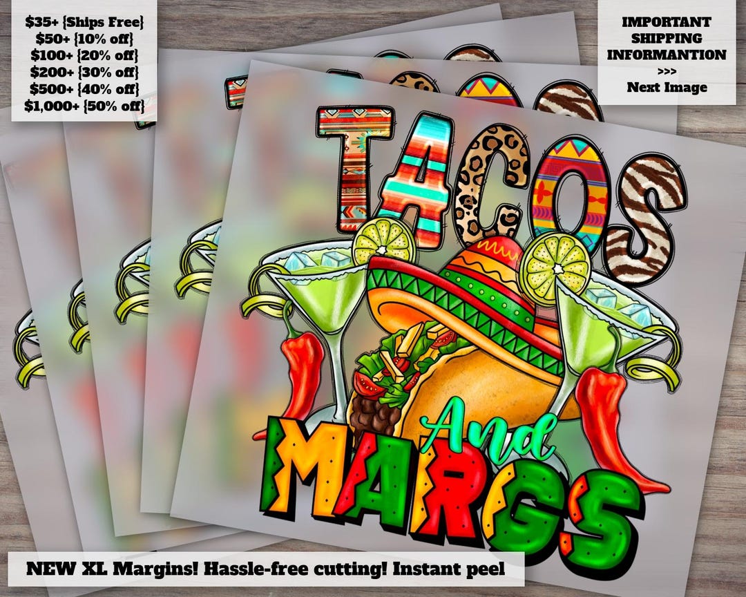 Cinco De Mayo Tacos and Margs Design - Mexican Food Theme - Heat ...