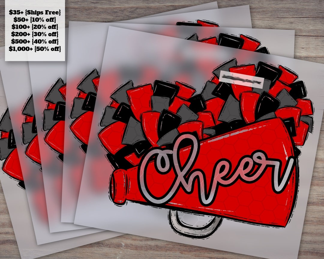 Red Black Cheerleading Design Ready to Press Heat Transfer, DTF ...