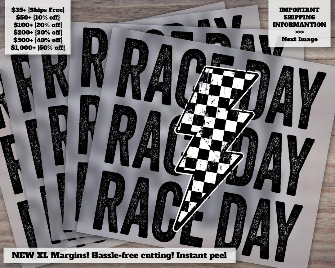 Race Day Checker Lightning Bolt Design for T-shirt Heat Transfer, DTF ...