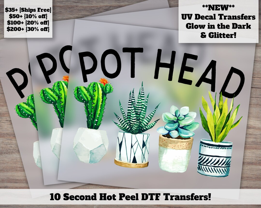 Pot Head Dtf, Digital Digital Transfer File, Succulent Digital Transfer ...