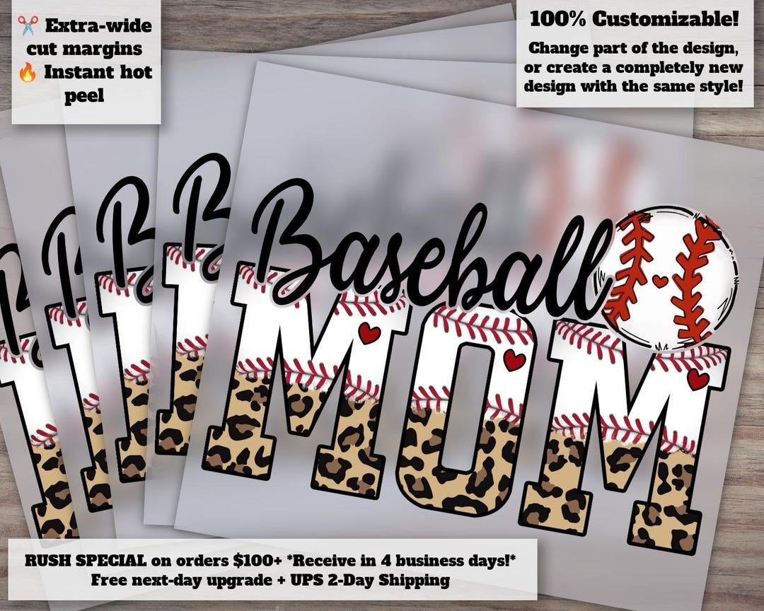 Baseball Mom Shirt Design, Leopard Print Heat Transfer, Ready to Press ...