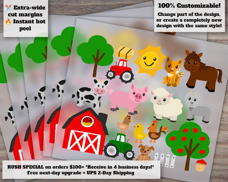 Farm Animal Set - Cute Barn, Farmyard Animals - Cow, Horse, Sheep ...