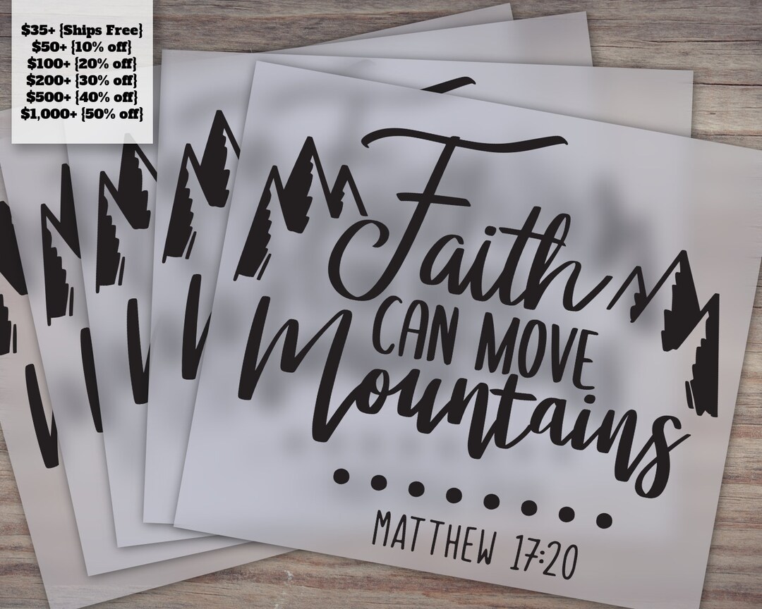 Christian DTF Prints Ready to Press Matthew 17:20 Scripture Cut Transfers inspiring Religious ...