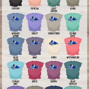 Hand Drawn Cheer Team Design in Blue and White - Megaphone Cheerleader ...