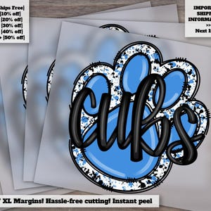 Hand-drawn Cubs Design, Blue Paw Print Art Print, Football Mascot Heat ...