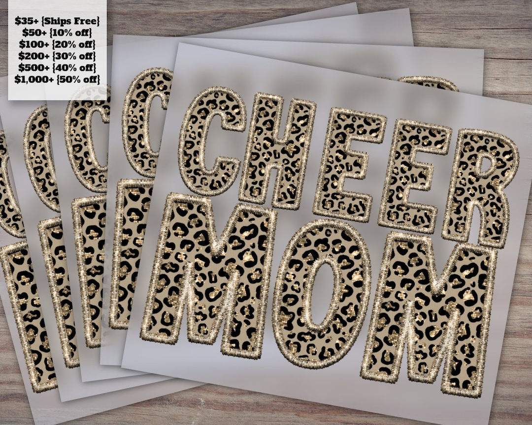 Cheer Mom Leopard Print and Glitter Designs, Ready-to-press Heat ...
