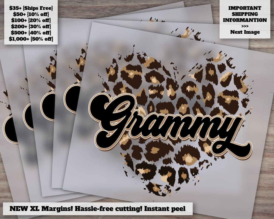 Custom Grammy Leopard , Retro Grandma Dtf Print Transfers for Mama ...