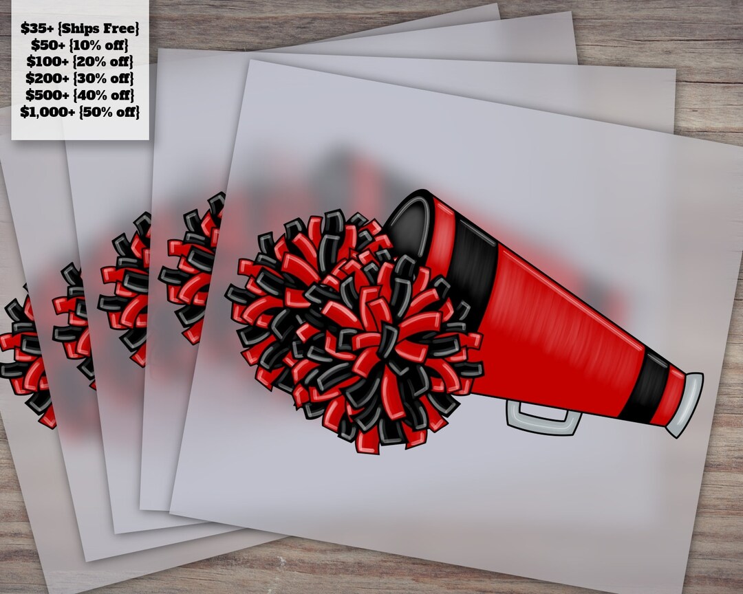 Red and Black Hand-drawn Cheerleading Design, Heat Transfer Ready ...
