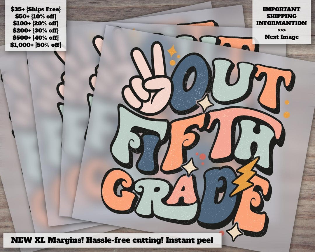 Peace Out Fifth Grade, Last Day of School, 5th Grade Graduation, Ready ...