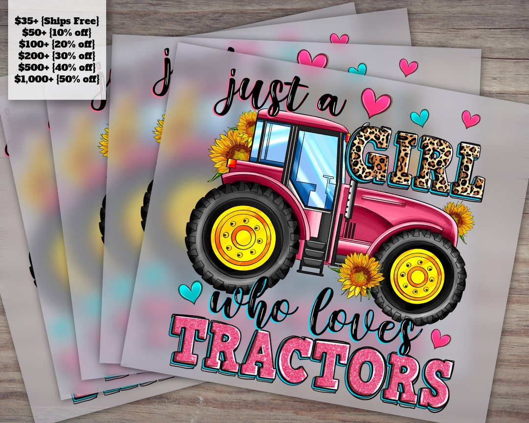 Girl Who Loves Tractors Hand Drawn Design, Heat Transfer Ready, DTF ...