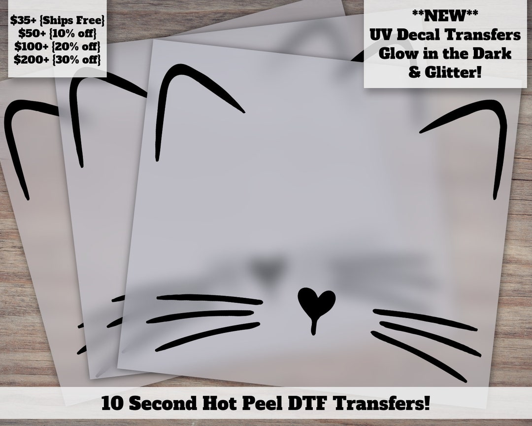 Kitty Cat Face Dtf Whiskers Face Dtf Cat Lover Dtf Kitty - Etsy