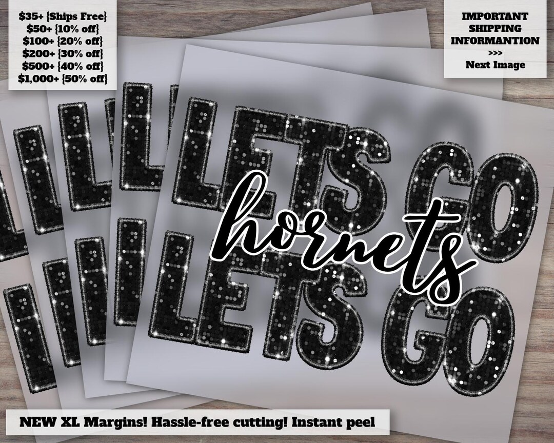 Glitter Hornets School Spirit Sequins Design, Faux Embroidery, Sports ...