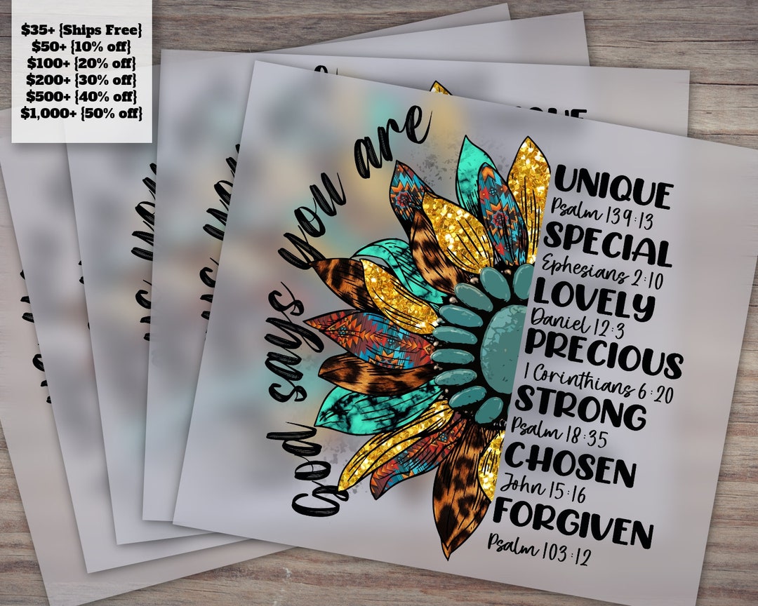 Faith-inspired Sunflower Design: Bible Verse Emphasis Heat Transfer ...