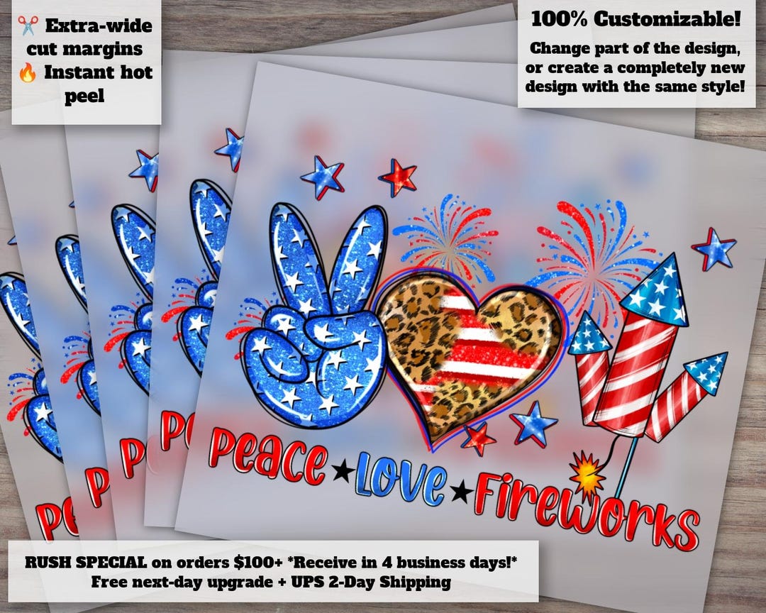Peace Love Fireworks Design for 4th of July, Independence Day, USA ...