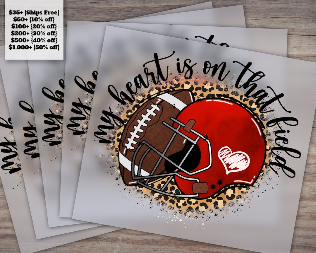 Football Heart Field Design Ready to Press Shirt Print Heat Transfer ...