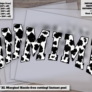 Mimi Distressed Cow Print T-shirt Design, Ready to Press Heat Transfer ...