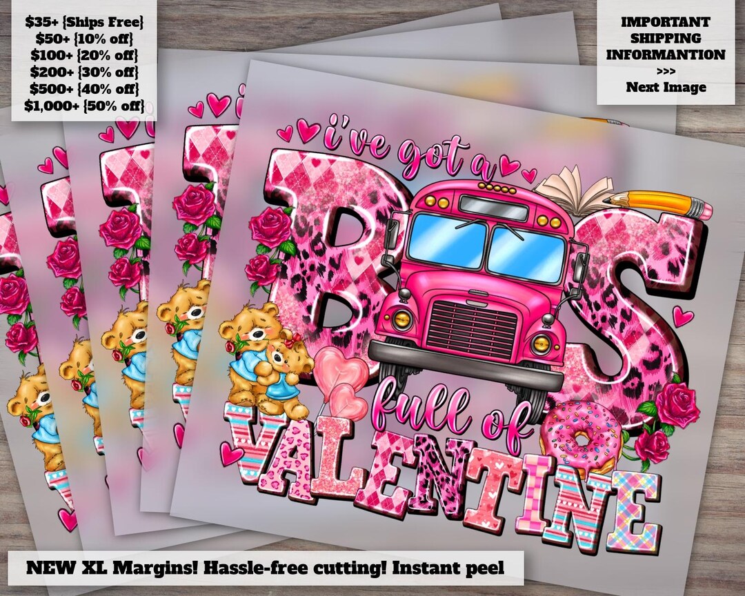 Valentine's Day School Bus Design - Ready to Press, Heat Transfer, DTF ...