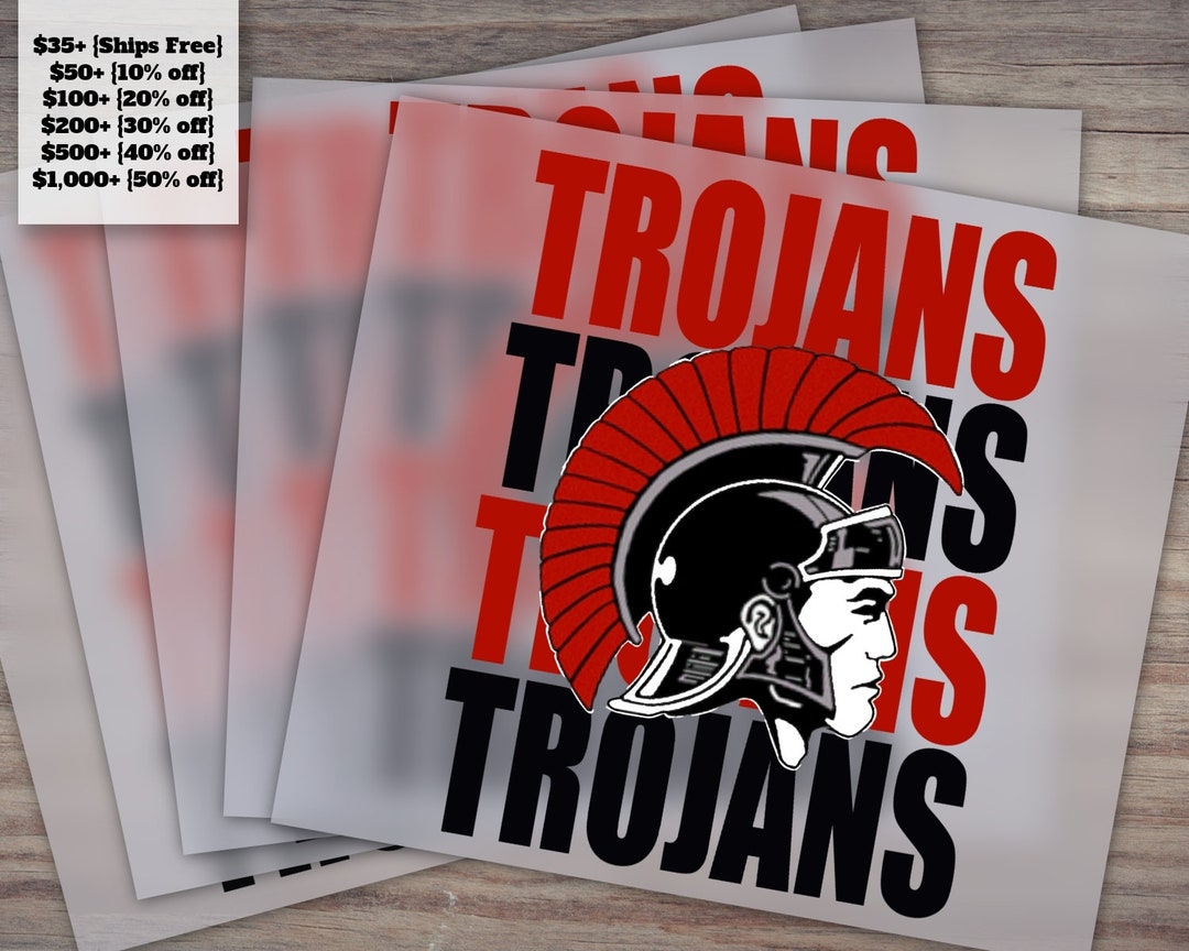 Red and Black Trojans Stacked Heat Transfer Ready to Press DTF - Etsy
