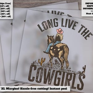 Long Live the Cowgirls | Retro and Western Designs for T-shirt, Heat Transfer, Ready-to-press ...