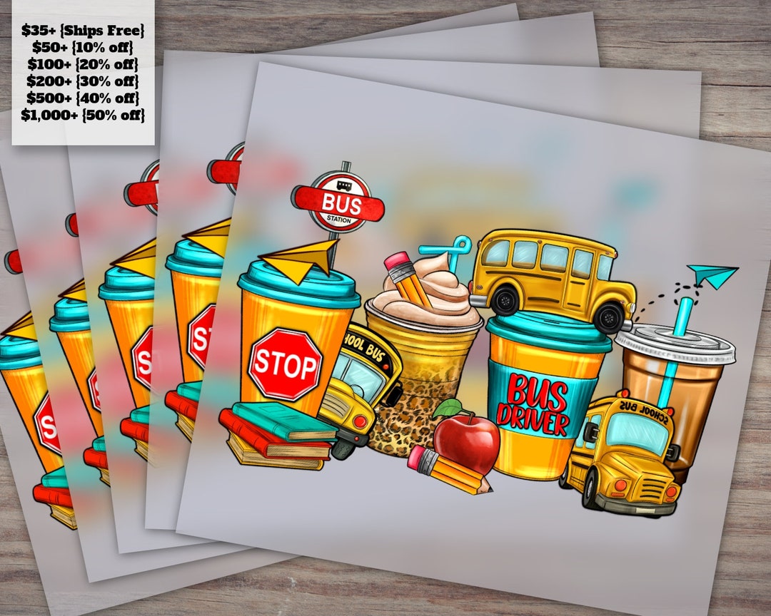Bus Driver Themed Coffee Cup Designs, Ready-to-press Heat Transfer ...