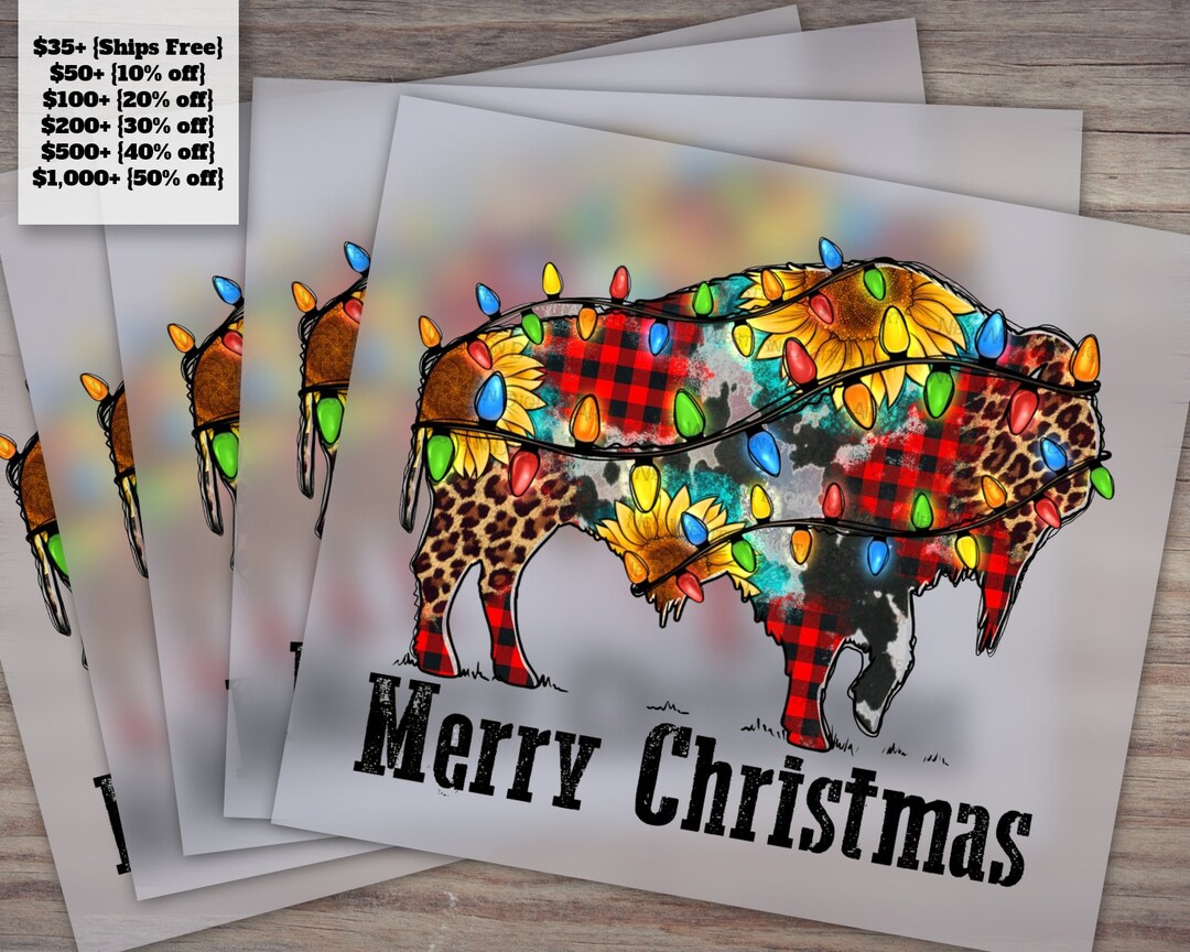 Western Christmas Bison Design, Ready to Press Heat Transfer, Merry ...